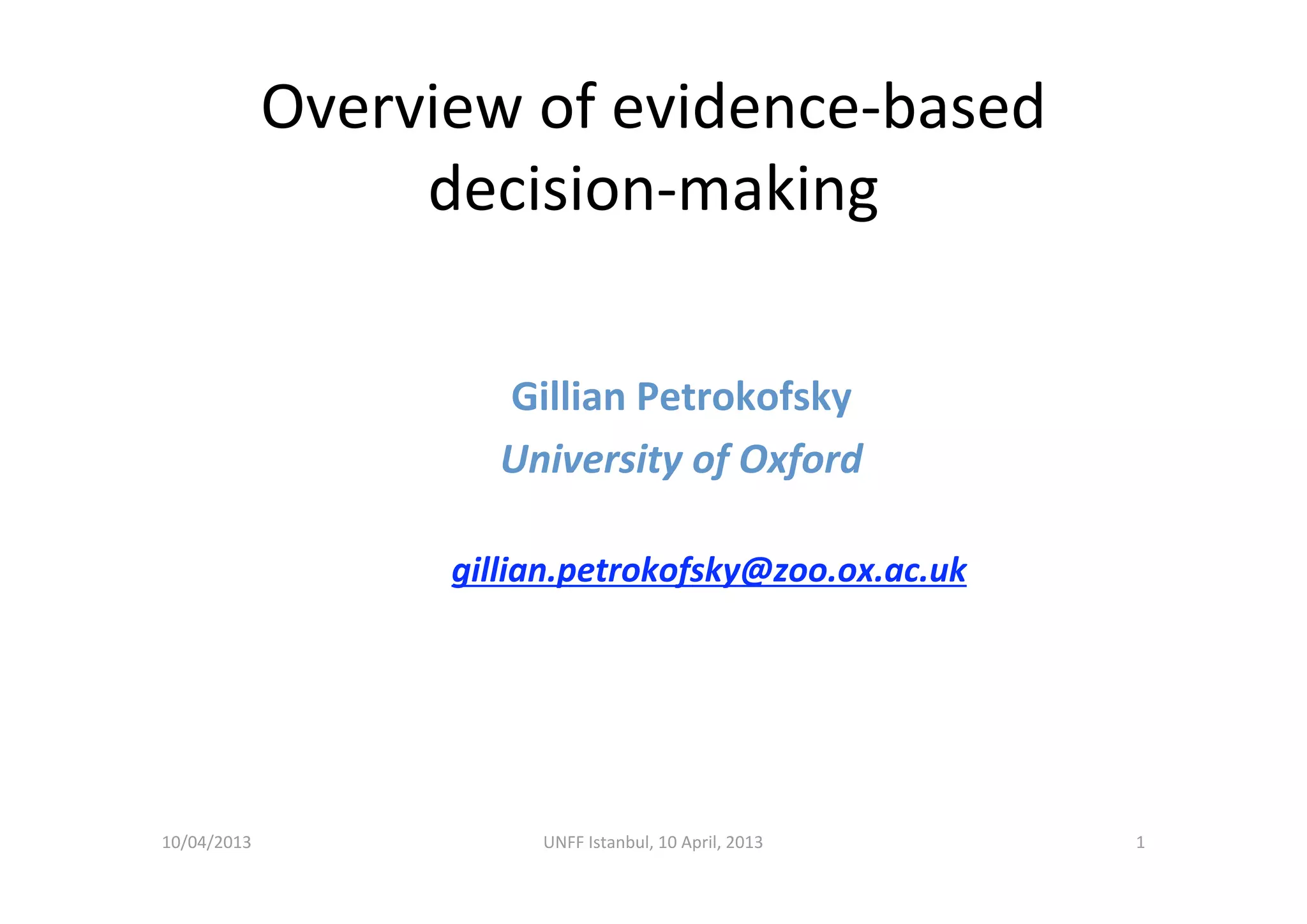 Overview of evidence‐based decision‐making | PDF