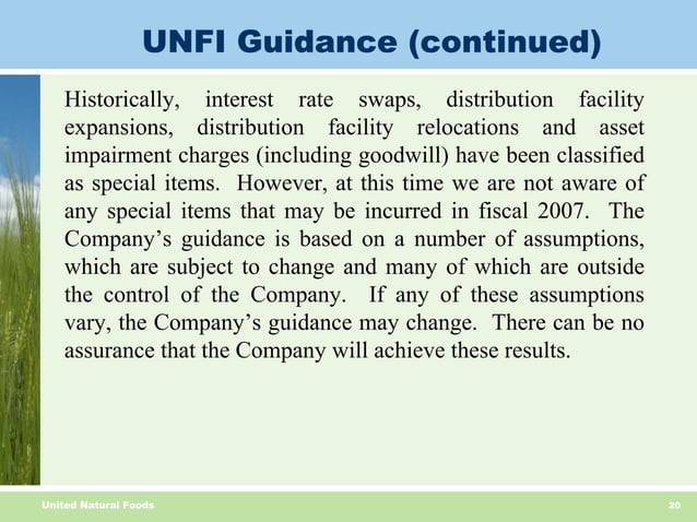 Unfi Presentation Nov 2006 | PPT