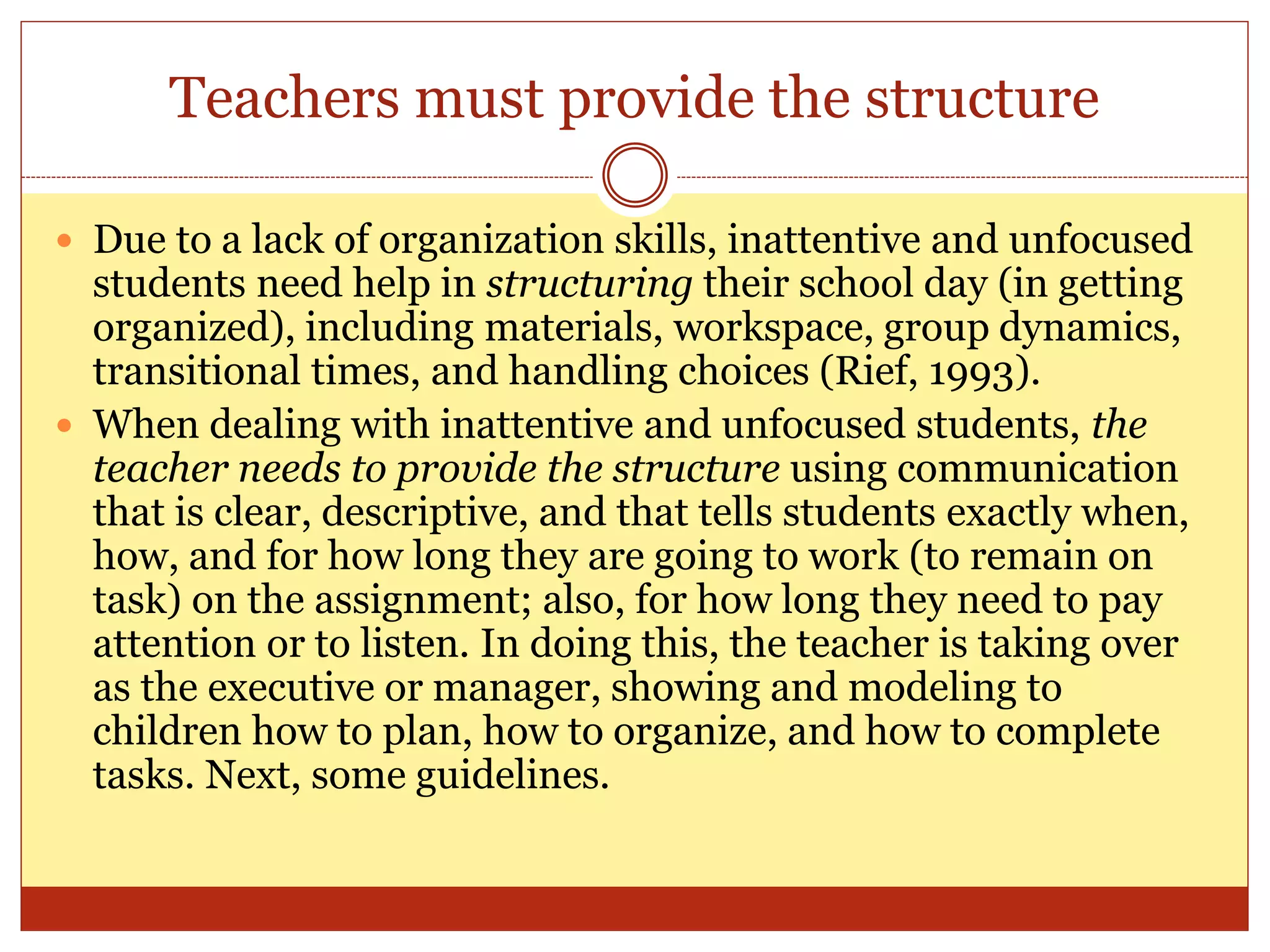 Helping the Unfocused Mind: Teaching Strategies for Students with ...