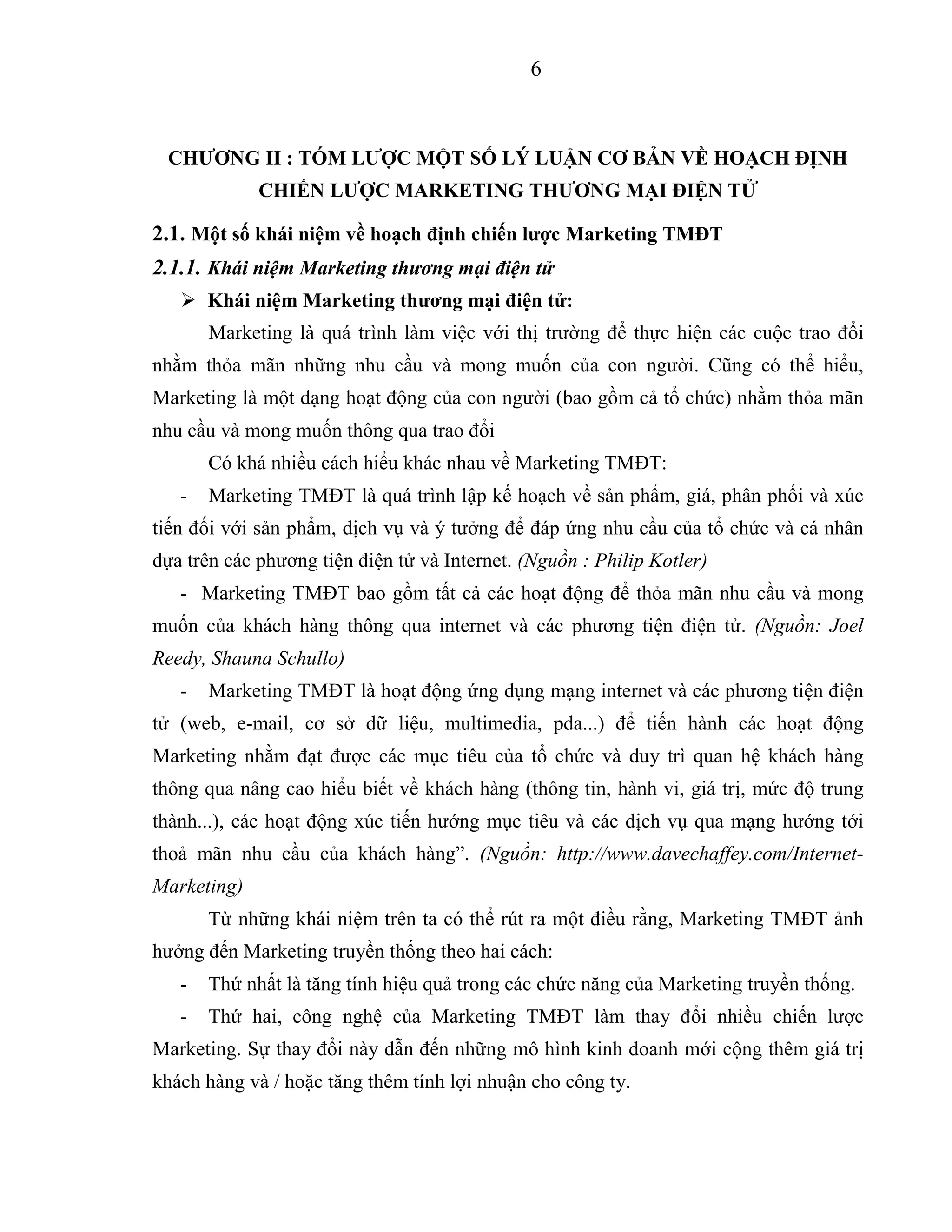 Hoạch định chiến lược Marketing thương mại điện tử của công ty thương ...