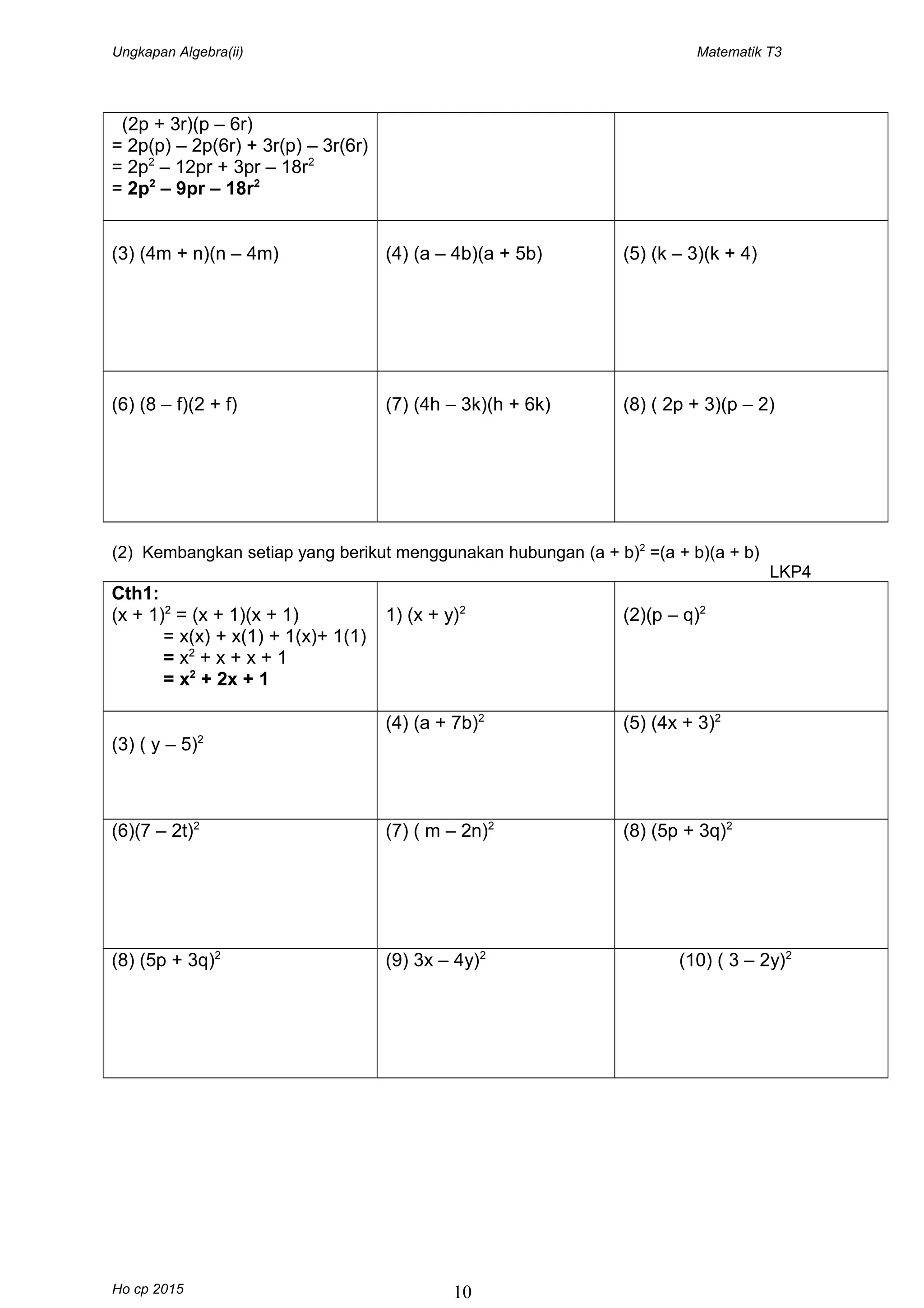 Ungkapan algebra bp&p | DOC