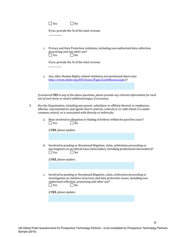 Step 2: Due Diligence Questionnaire for Prospective Partners | PDF