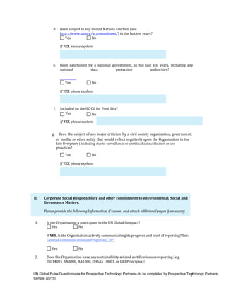 Step 2: Due Diligence Questionnaire for Prospective Partners | PDF