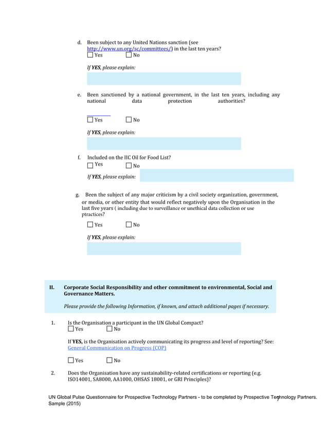 Step 2: Due Diligence Questionnaire for Prospective Partners | PDF