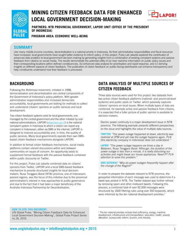 Mining Citizen Feedback Data for Enhanced Local Government Decision ...