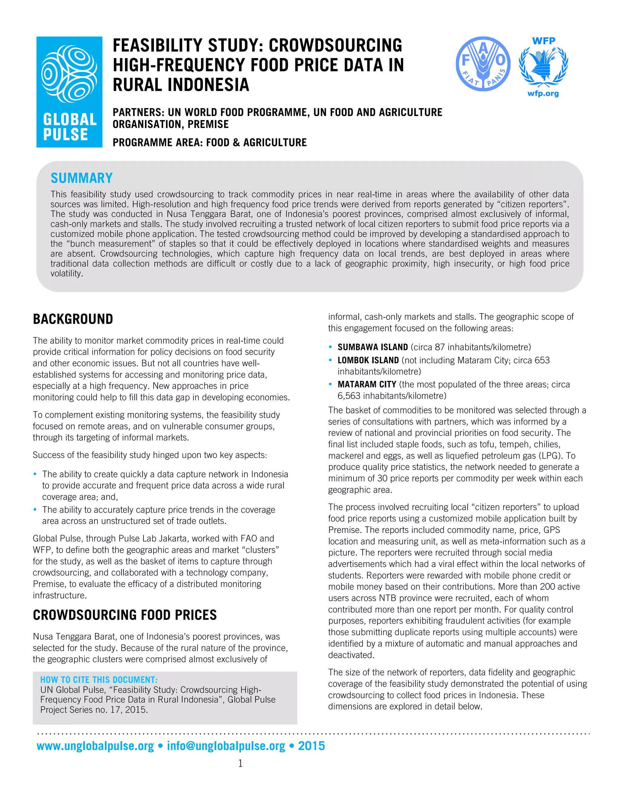 Crowdsourcing High- Frequency Food Price Data in Rural Indonesia ...