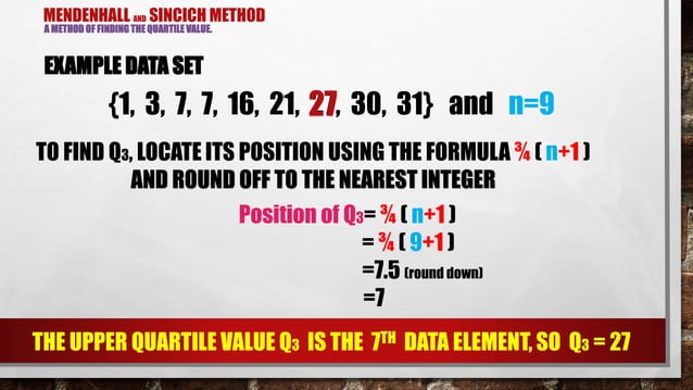MEASURES OF POSITION FOR UNGROUPED DATA : QUARTILES , DECILES , & PERCENTILES | PPTX