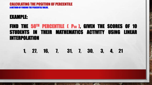 MEASURES OF POSITION FOR UNGROUPED DATA : QUARTILES , DECILES , & PERCENTILES | PPTX