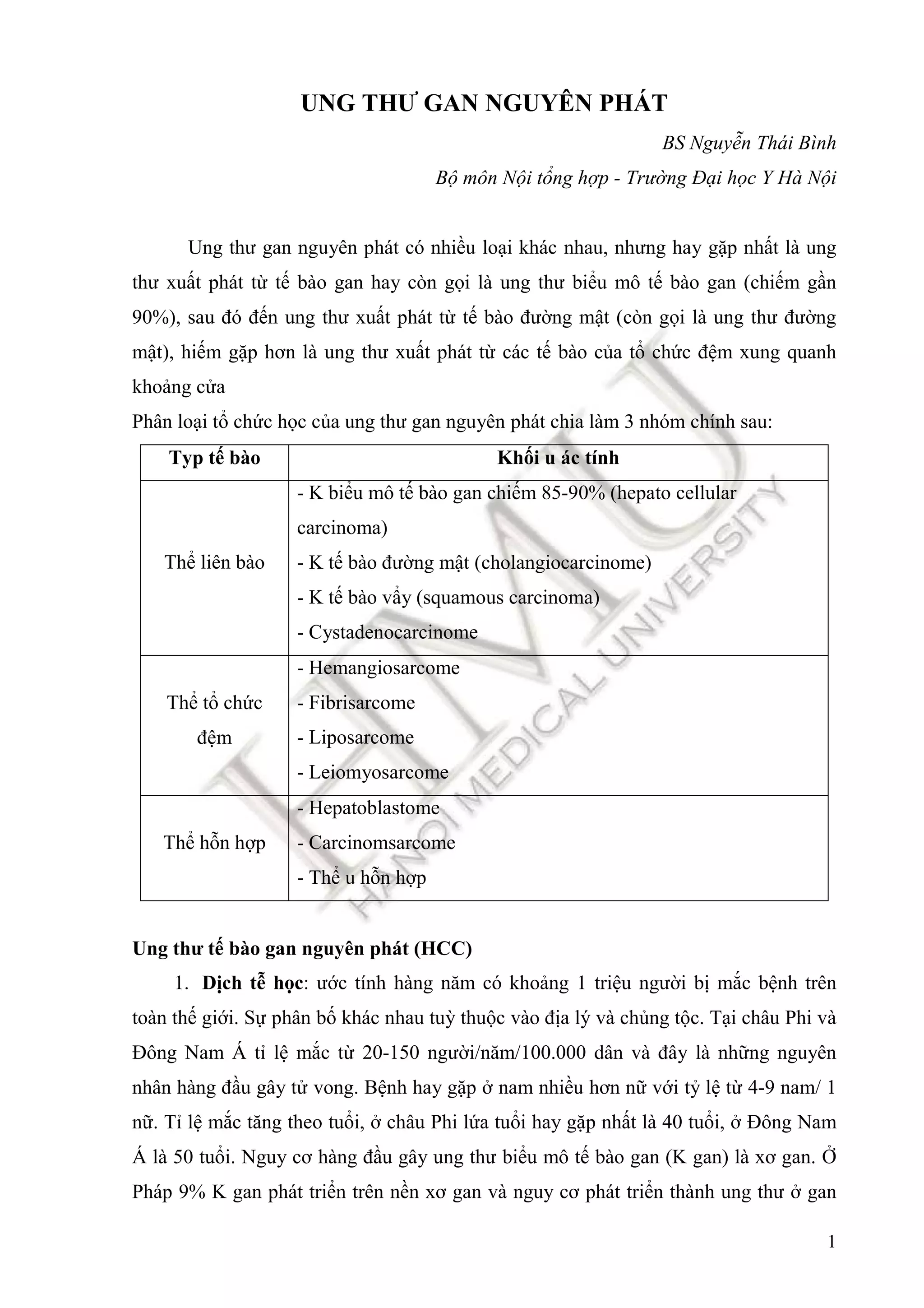 UNG THƯ GAN NGUYÊN PHÁT | PDF