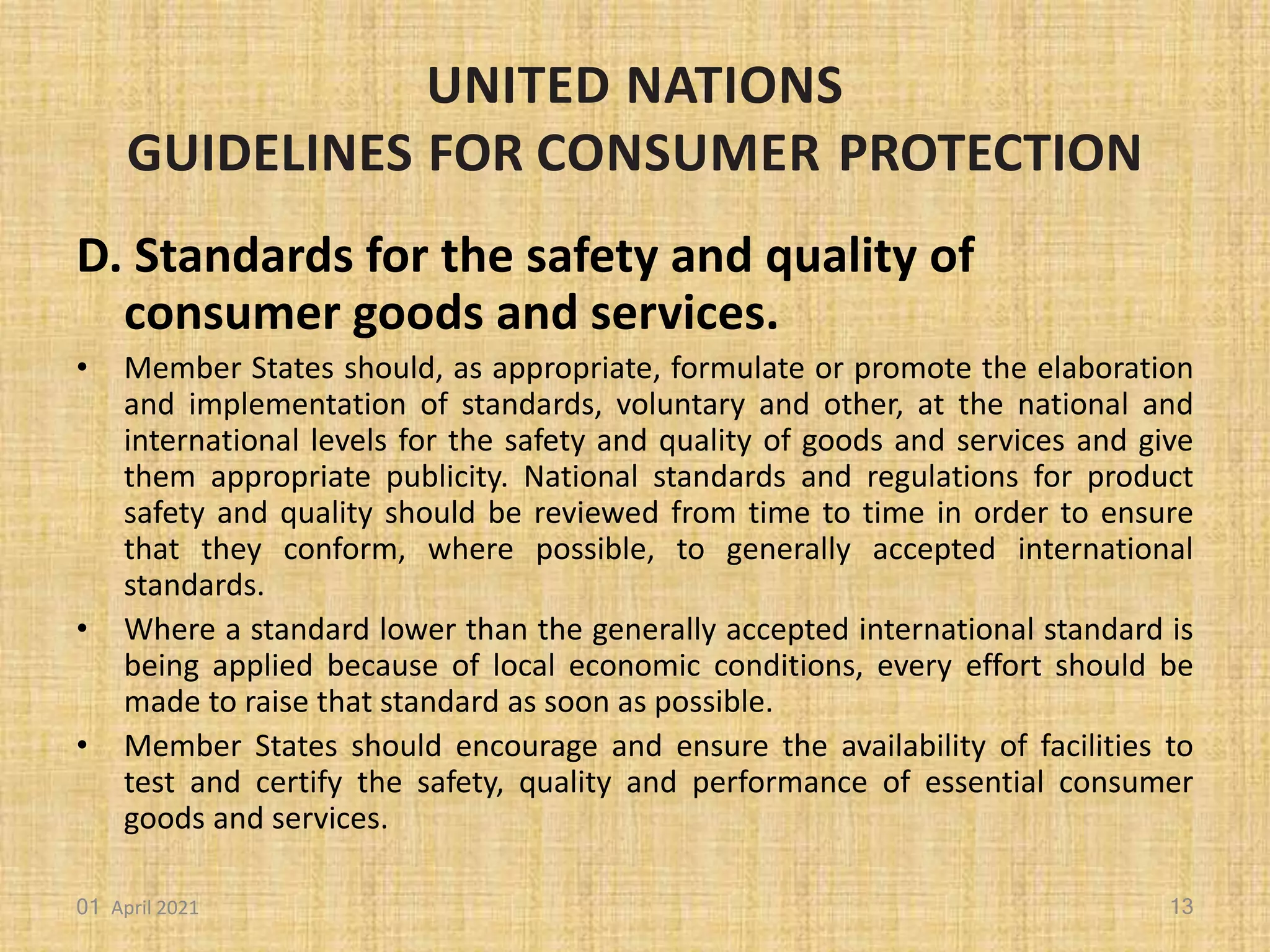 United Nations Guidelines for Consumer Protection | PPTX
