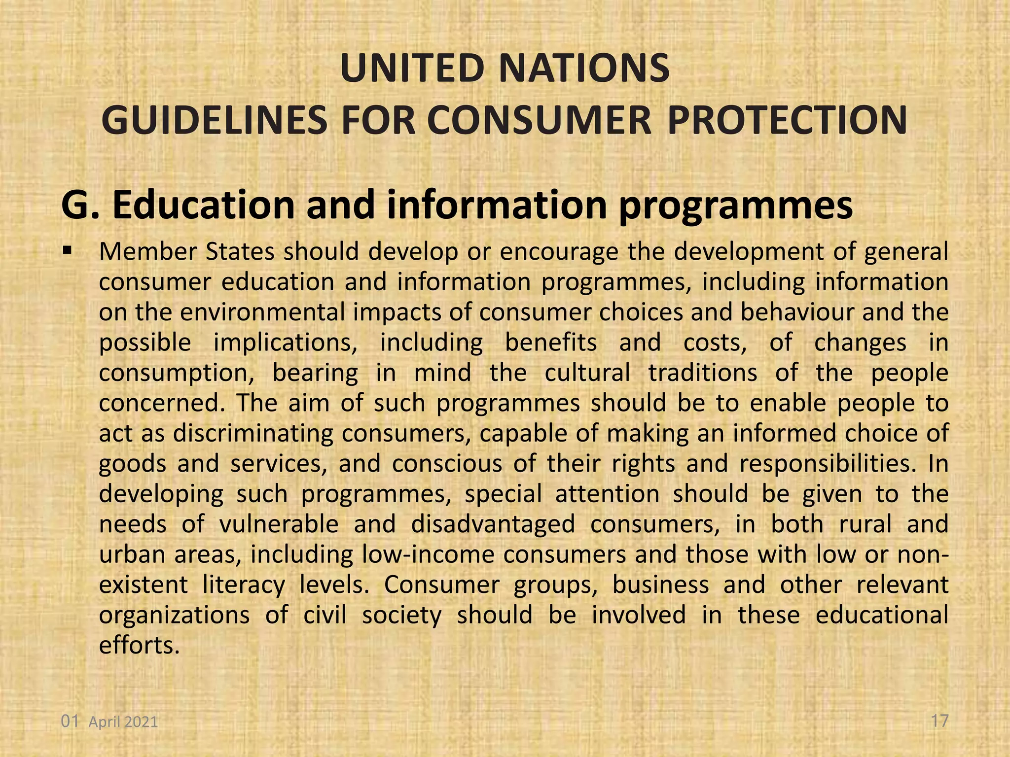 United Nations Guidelines for Consumer Protection | PPTX