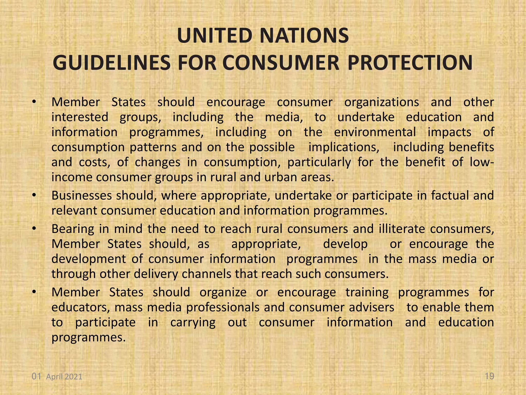 United Nations Guidelines for Consumer Protection | PPTX