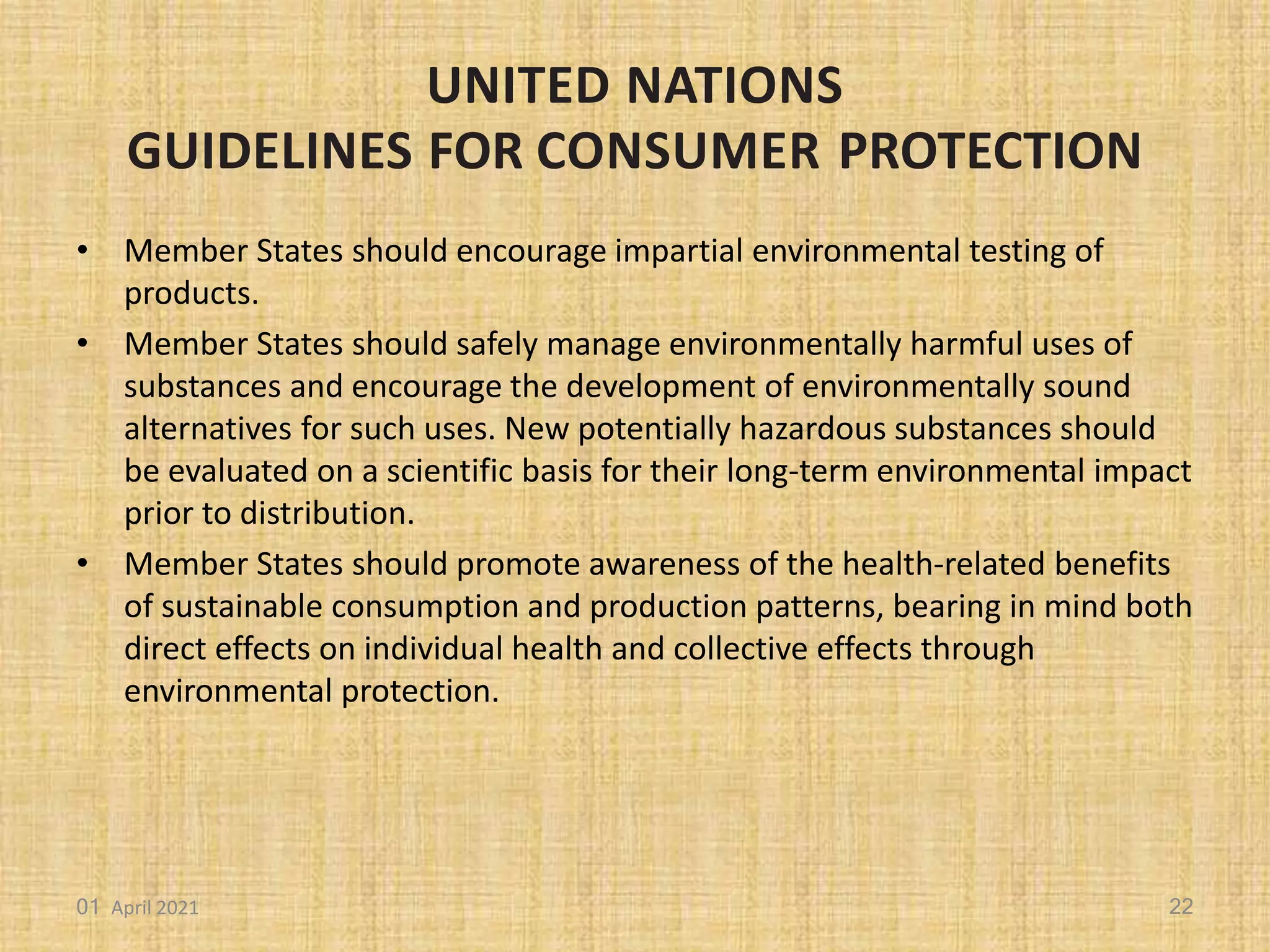 United Nations Guidelines for Consumer Protection | PPTX | Consumer ...