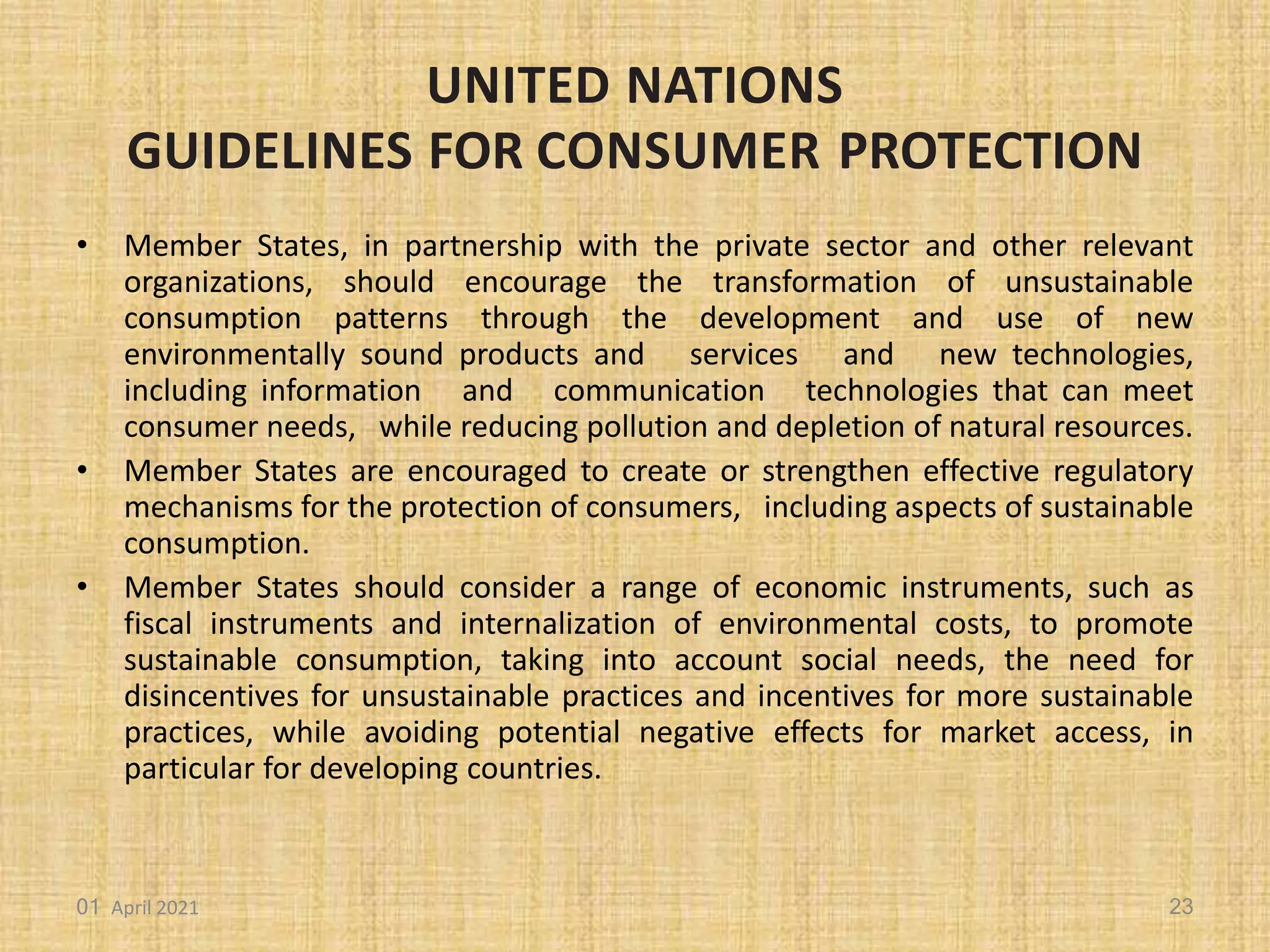 United Nations Guidelines for Consumer Protection | PPTX