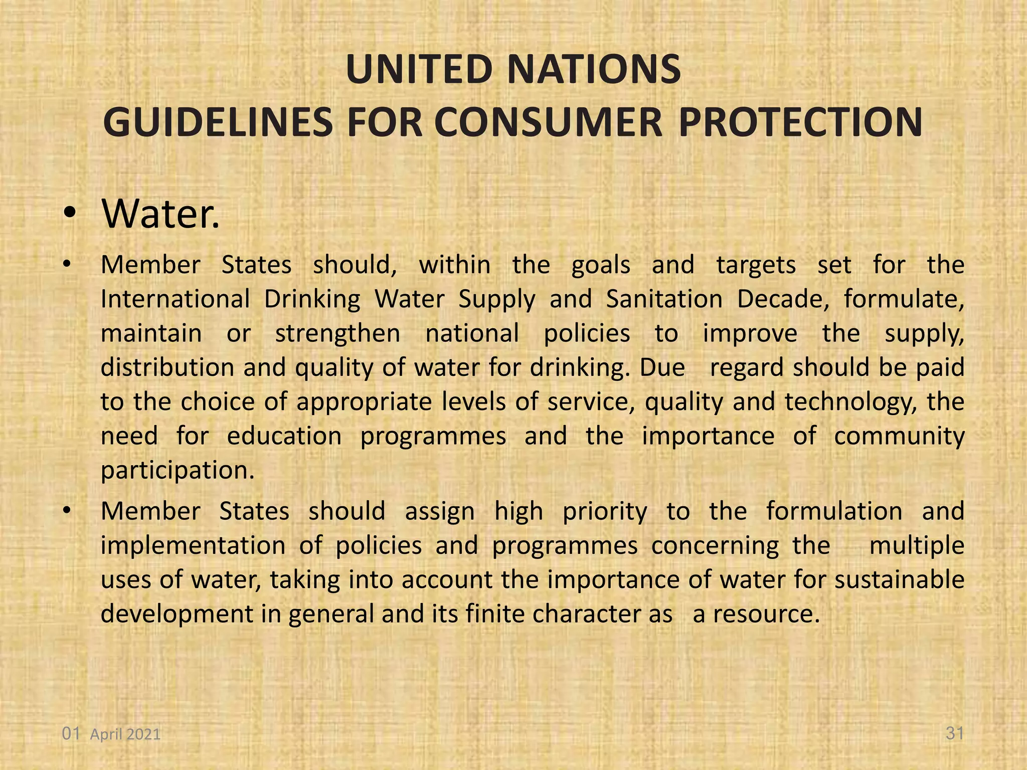United Nations Guidelines for Consumer Protection | PPTX