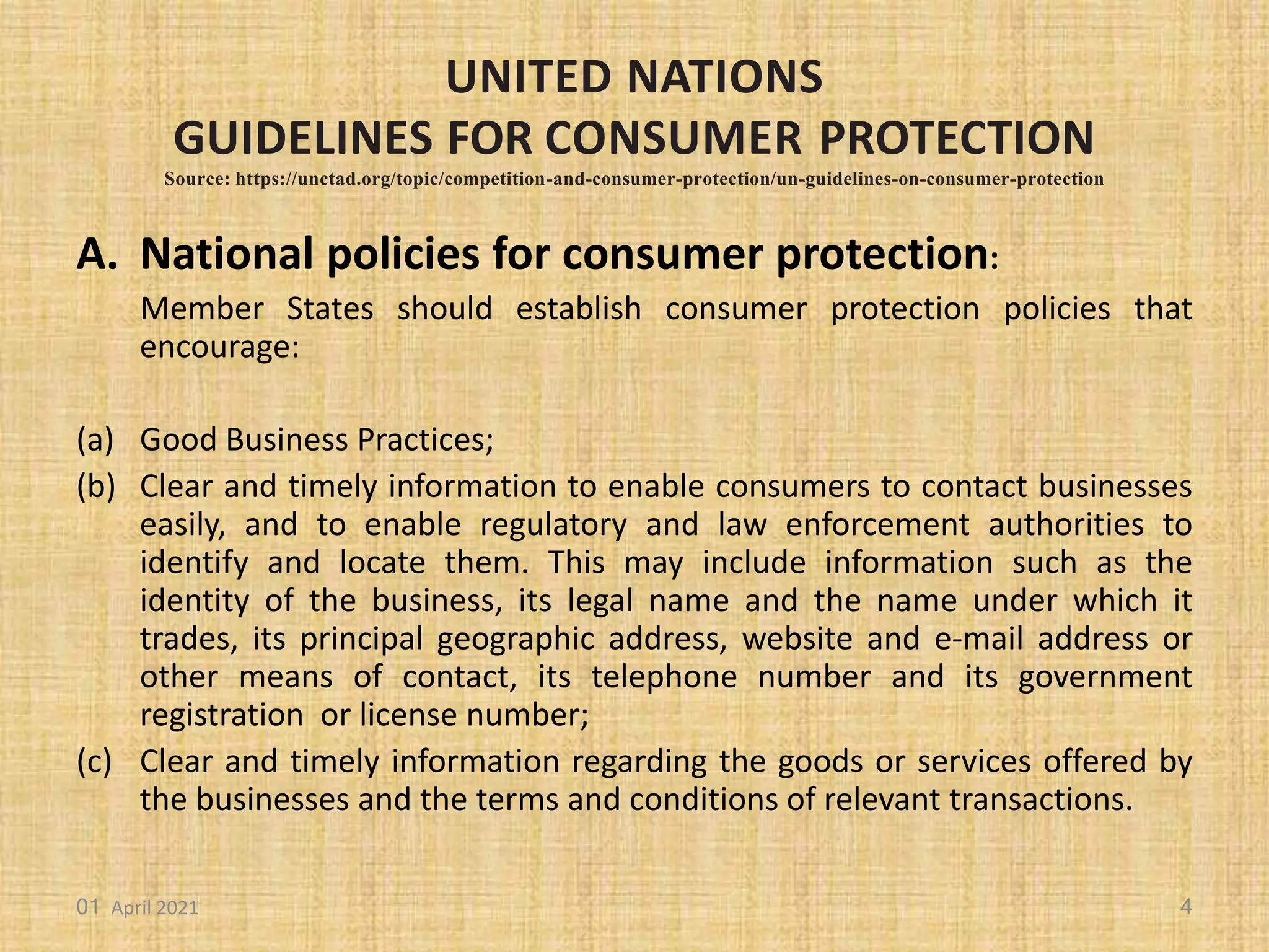 United Nations Guidelines for Consumer Protection | PPTX