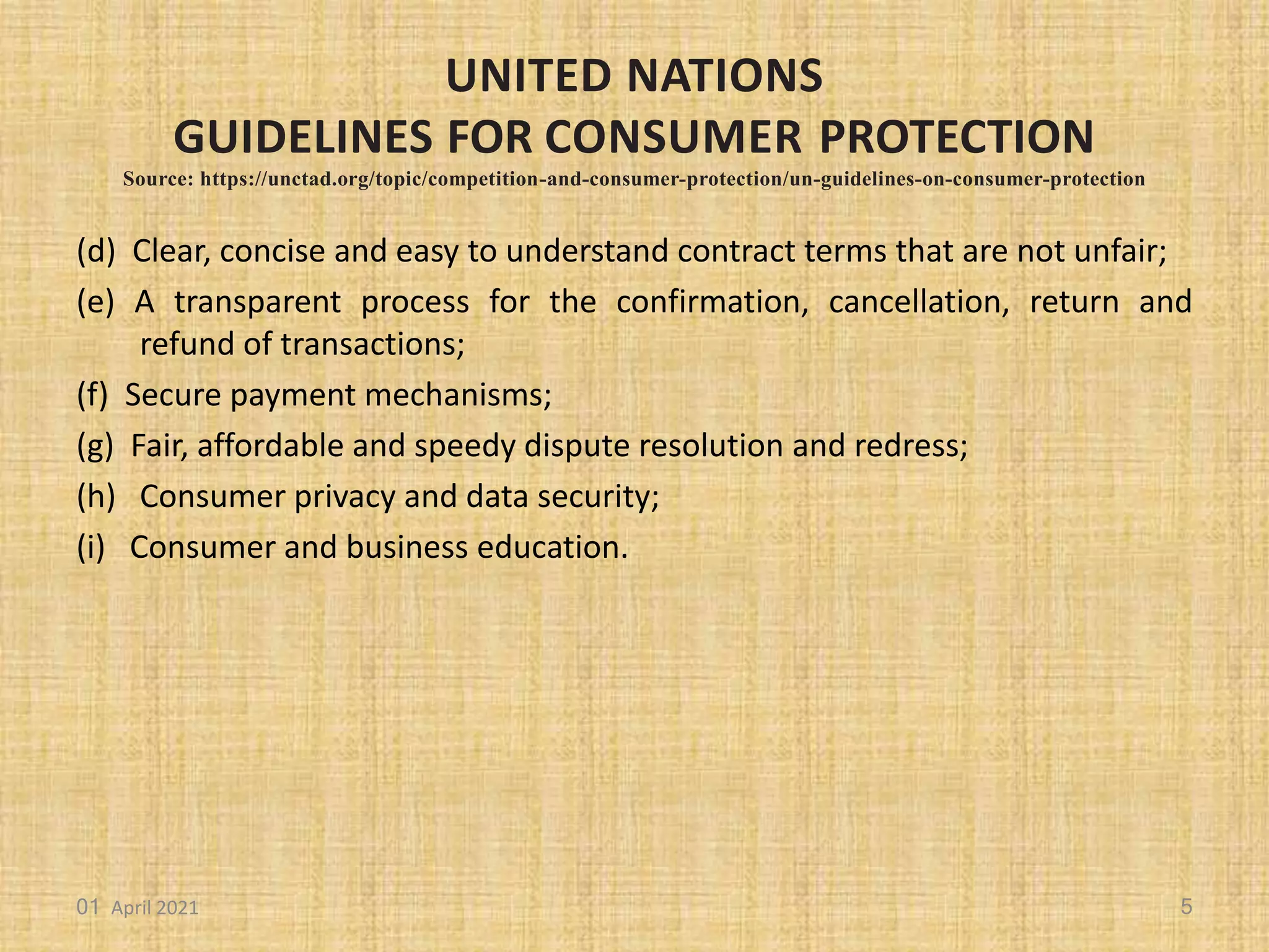 United Nations Guidelines for Consumer Protection | PPTX