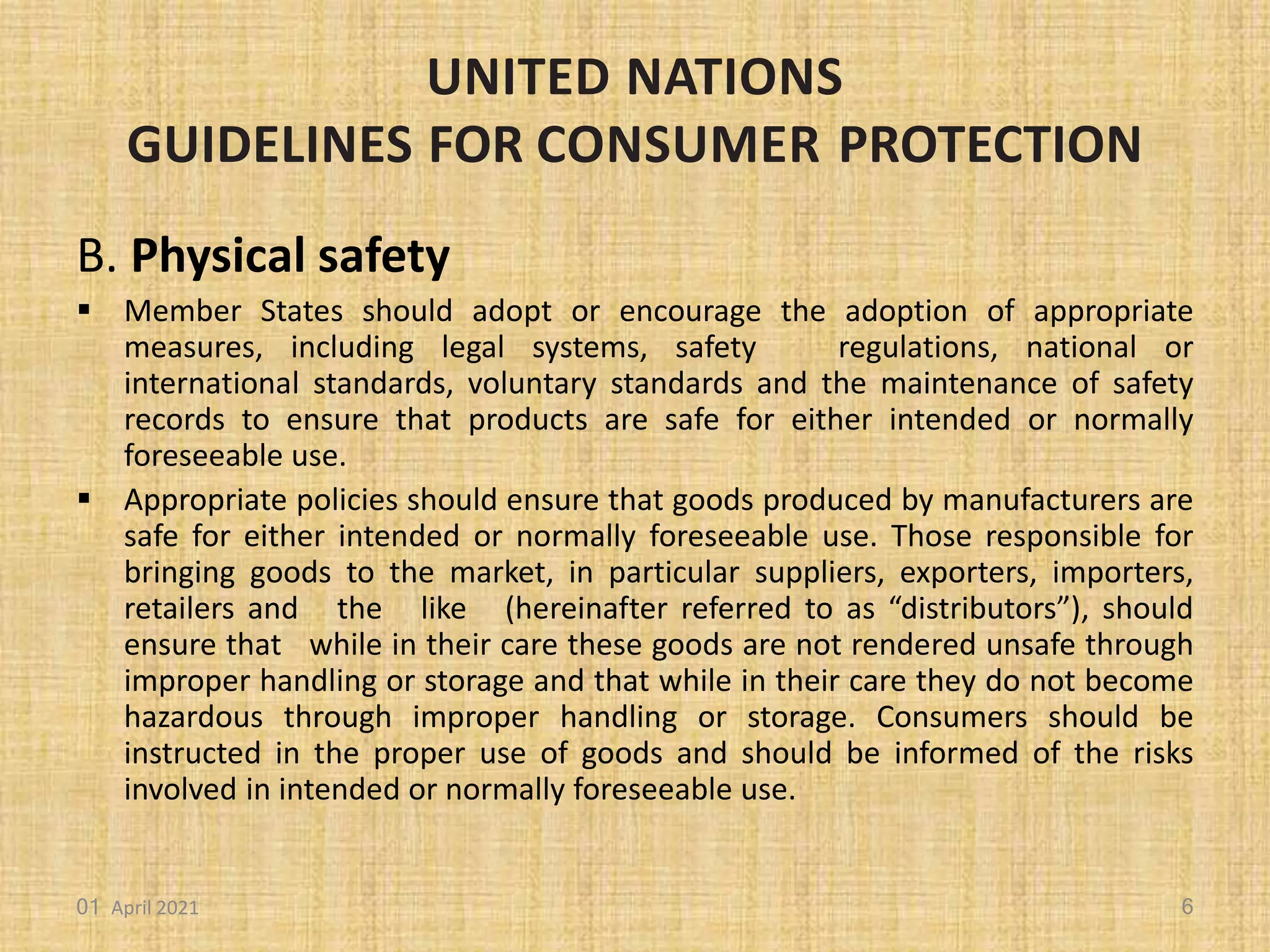 United Nations Guidelines for Consumer Protection | PPTX