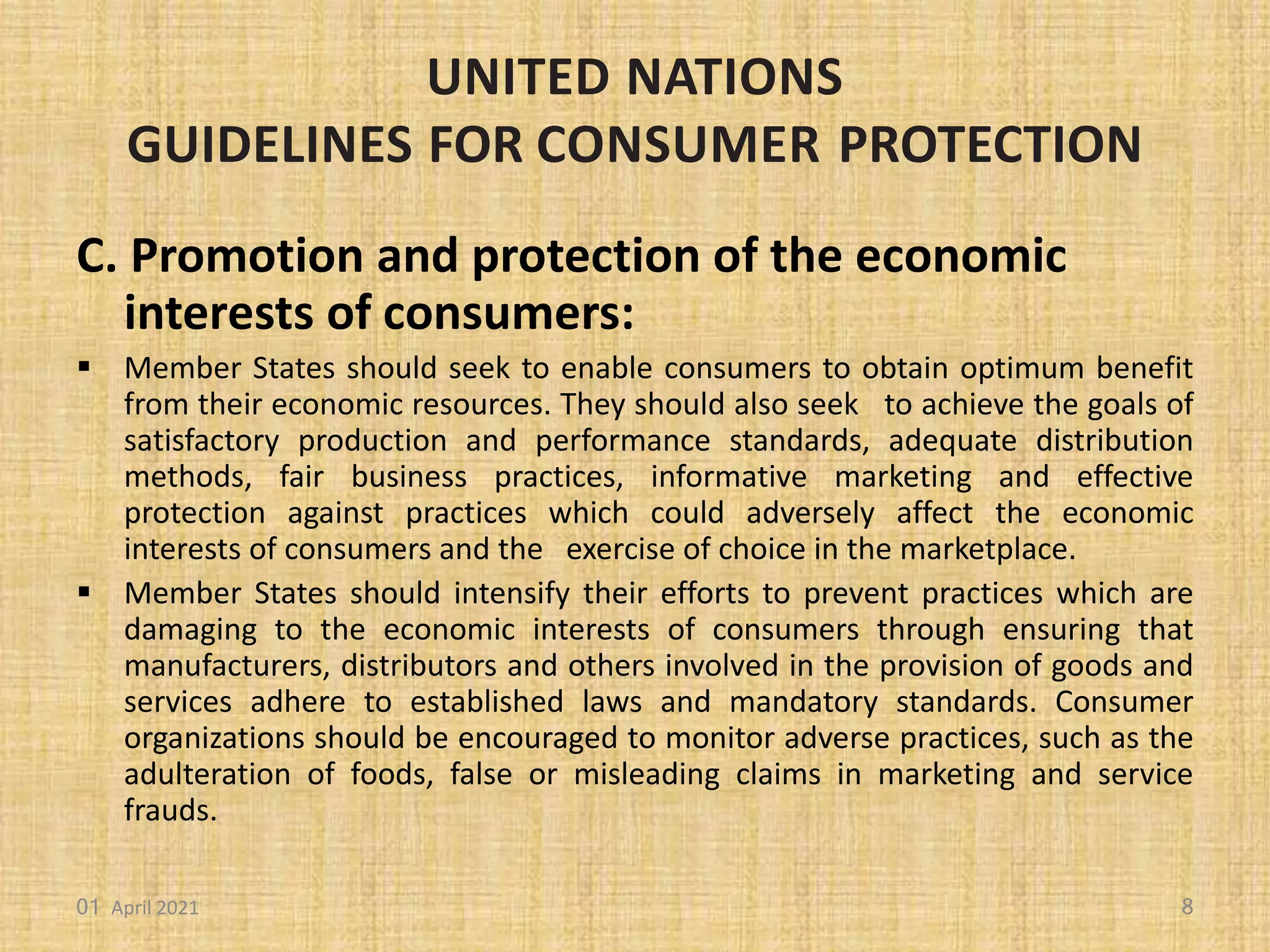 United Nations Guidelines for Consumer Protection | PPTX