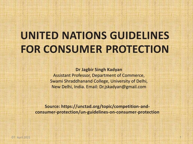 United Nations Guidelines for Consumer Protection | PPTX | Consumer ...