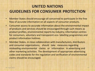 United Nations Guidelines for Consumer Protection | PPTX | Consumer ...