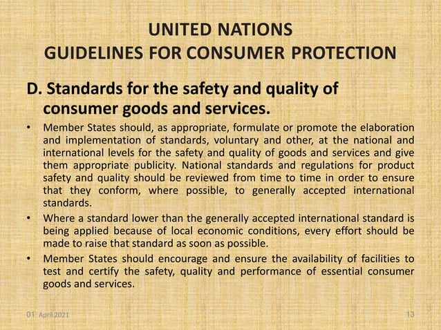 United Nations Guidelines for Consumer Protection | PPTX | Consumer ...