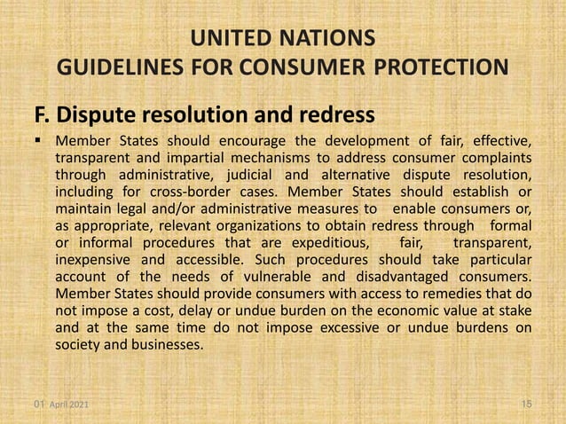 United Nations Guidelines for Consumer Protection | PPTX | Consumer ...