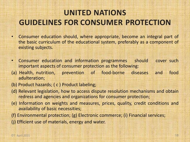 United Nations Guidelines for Consumer Protection | PPTX | Consumer ...