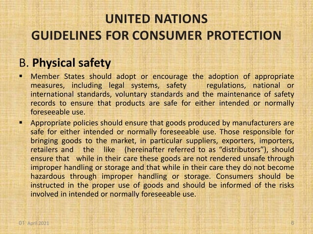 United Nations Guidelines for Consumer Protection | PPTX | Consumer ...