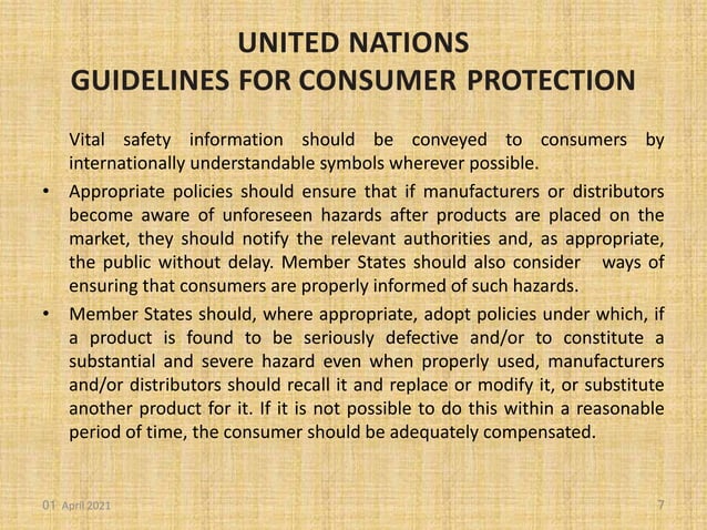 United Nations Guidelines for Consumer Protection | PPTX | Consumer ...