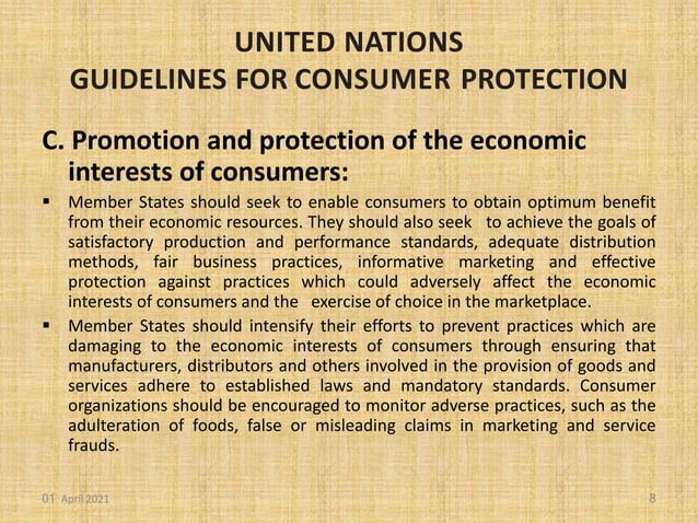 United Nations Guidelines for Consumer Protection | PPTX | Consumer ...