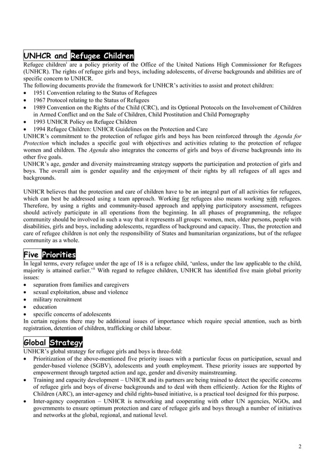Unhcr strategy and activities concerning refugee children | PDF