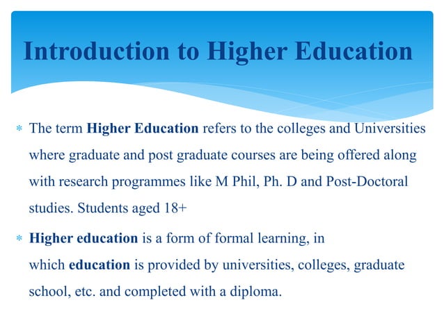 Uni 1 introduction to higher education | PPTX | College Planning ...