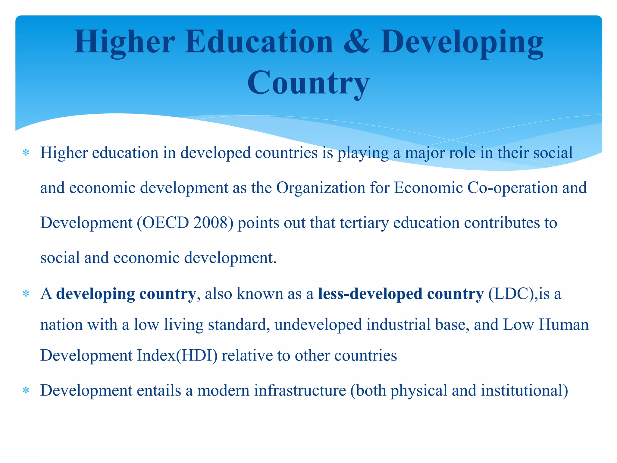 Uni 5 higher education in developing countries | PPTX