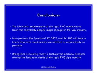 Lubricating Rigid PVC Pipe Formulations, Current Issues and Options | PDF