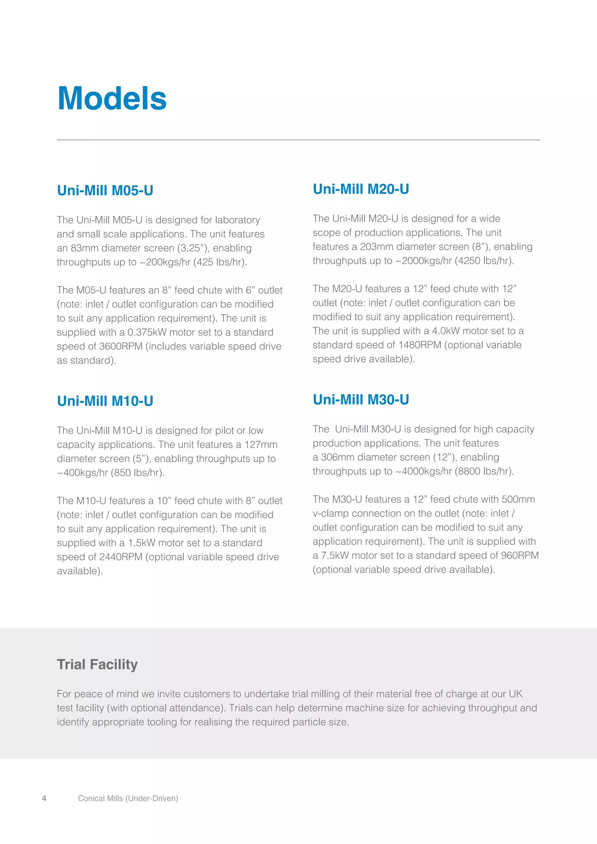 Conical mill for Granulation: Hanningfield Uni-Mill® [Under-Driven] | PDF