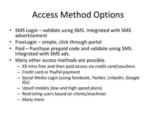 Wireless Hotspots different login options | PPT