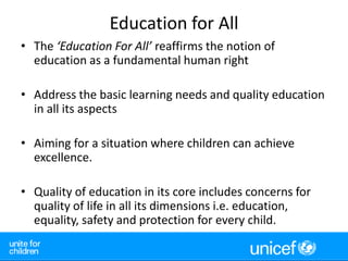 Unicef need for school safety initiative | PPTX