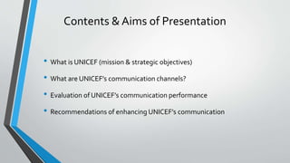 Unicef corporate communication analysis | PPTX