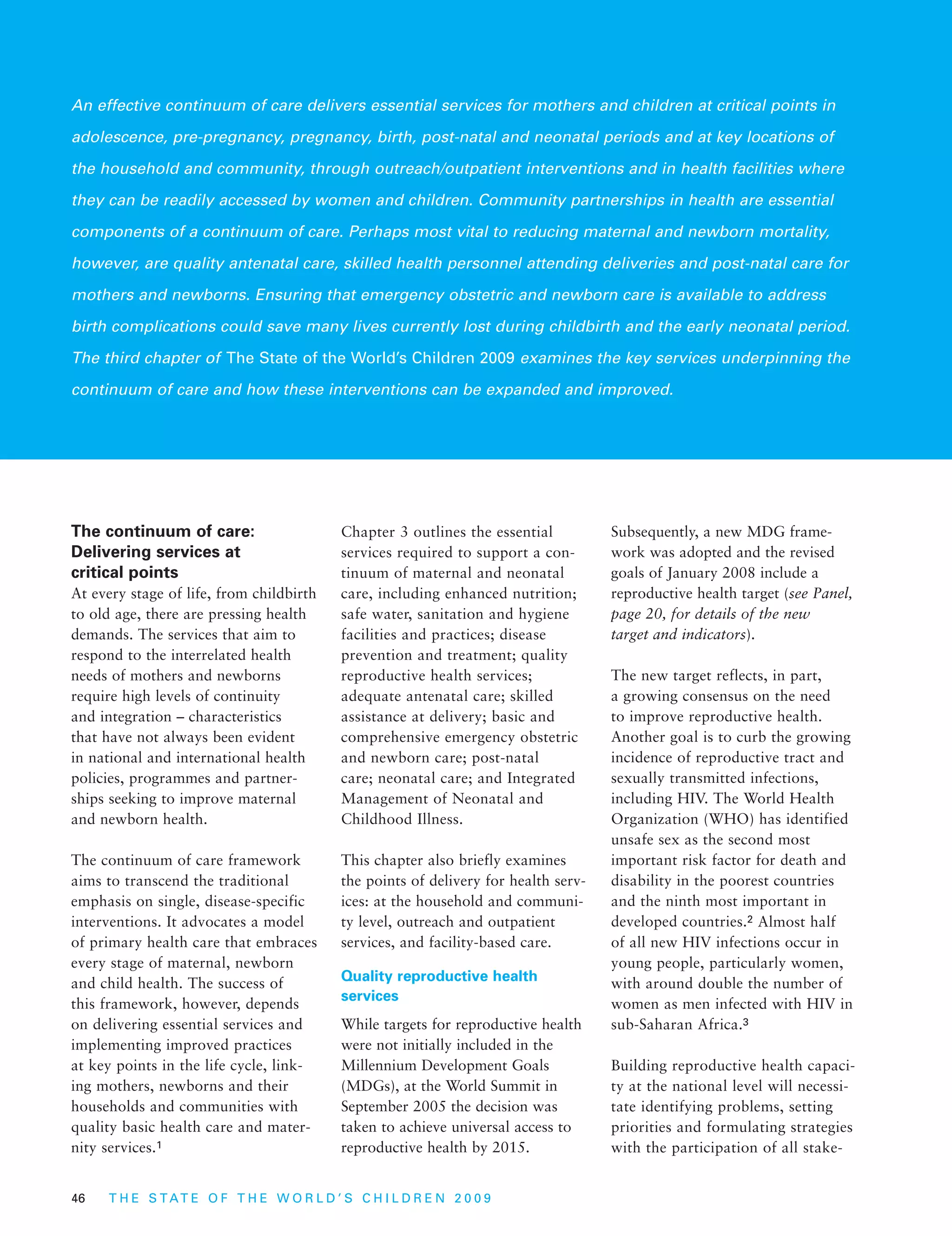 Unicef 2009 State Of Women & Children Report | PDF