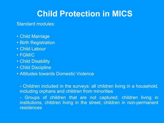 UNICEF - child protection indicators | PPT | Family and Relationships