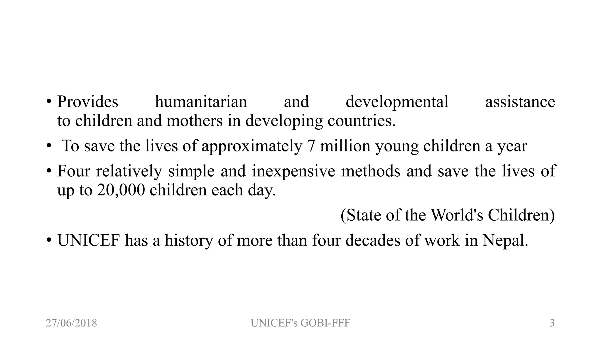 UNICEF: GOBI FFF Program | PPTX