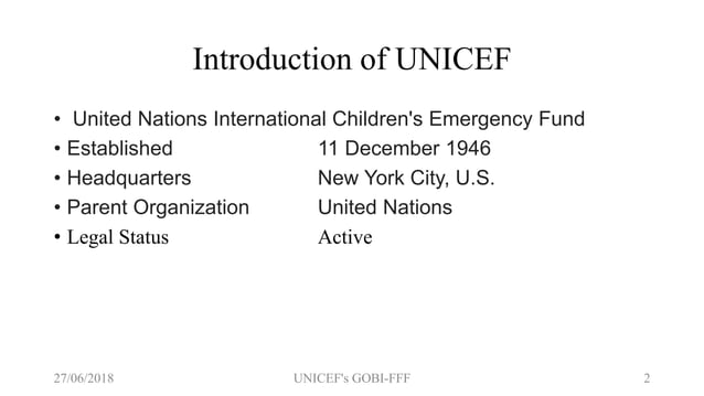 UNICEF: GOBI FFF Program | PPTX | Children\'s Health | Healthy Living