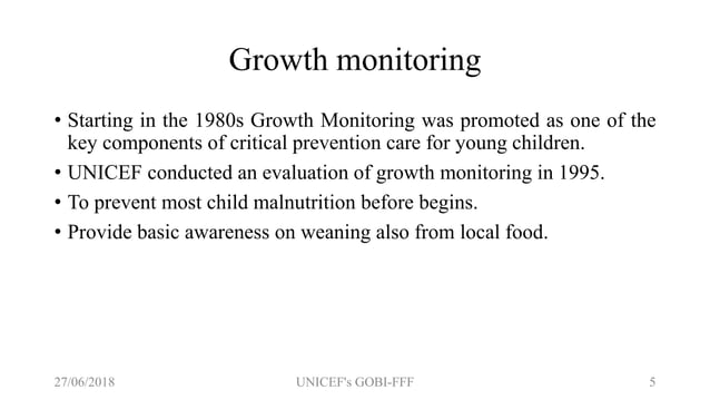 UNICEF: GOBI FFF Program | PPTX | Children\'s Health | Healthy Living