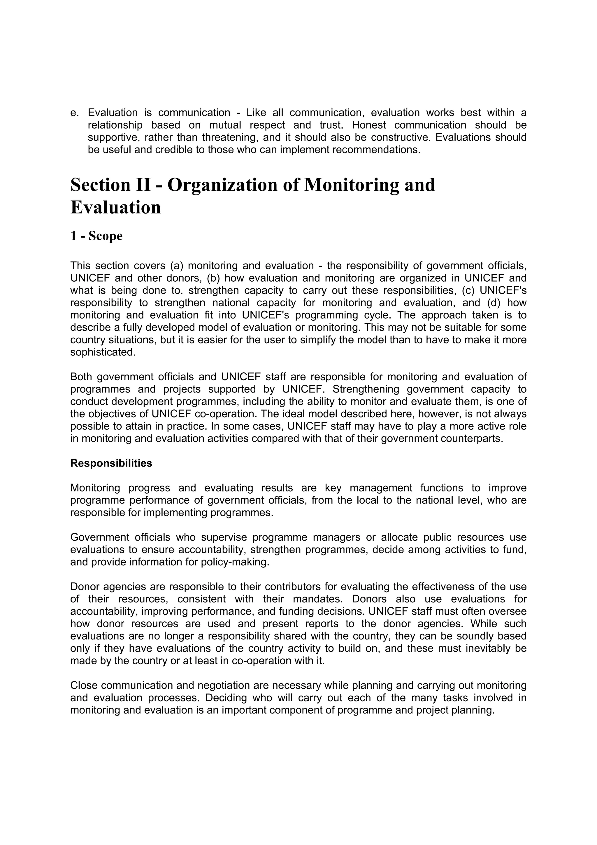 Unicef guideline for monitoring and evaluation | PDF