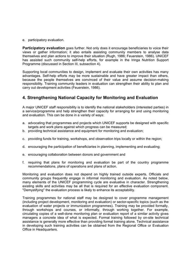 Unicef guideline for monitoring and evaluation | PDF