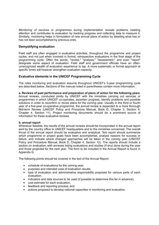 Unicef guideline for monitoring and evaluation | PDF