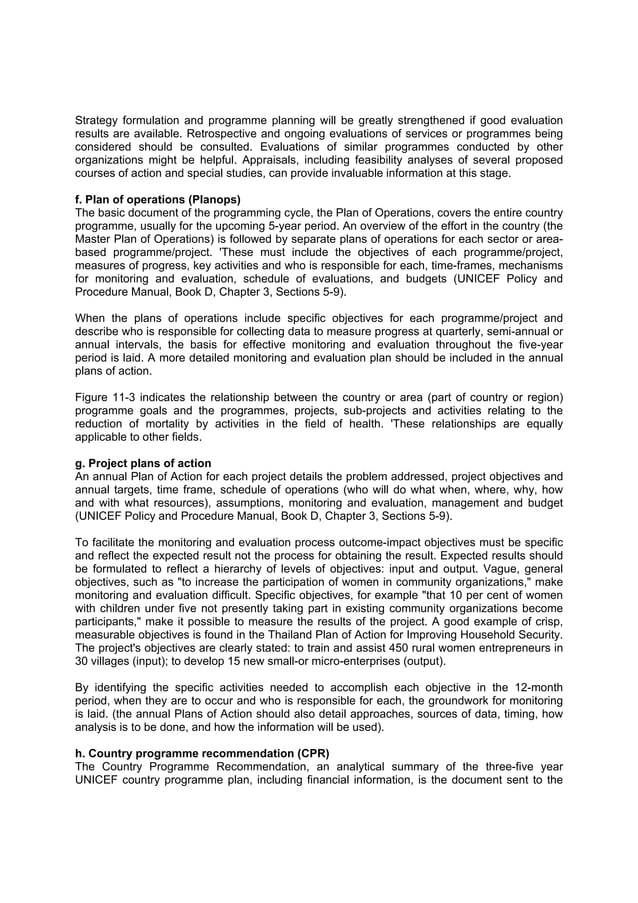 Unicef guideline for monitoring and evaluation | PDF