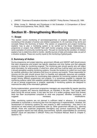 Unicef guideline for monitoring and evaluation | PDF