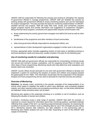 Unicef guideline for monitoring and evaluation | PDF